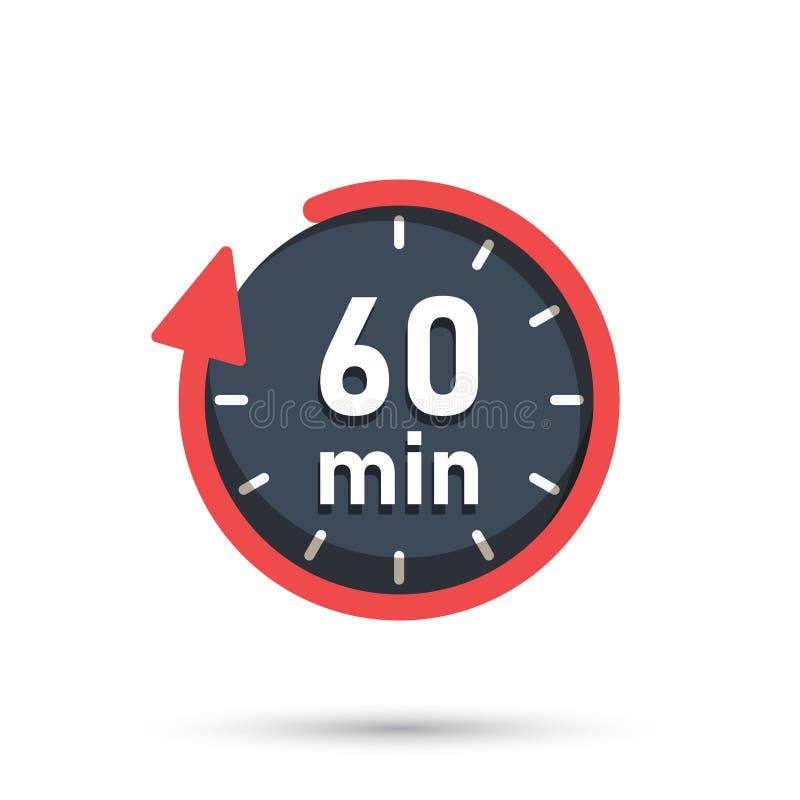 60 Minutes on Stopwatch Icon in Flat Style. Clock Face Timer Vector ...