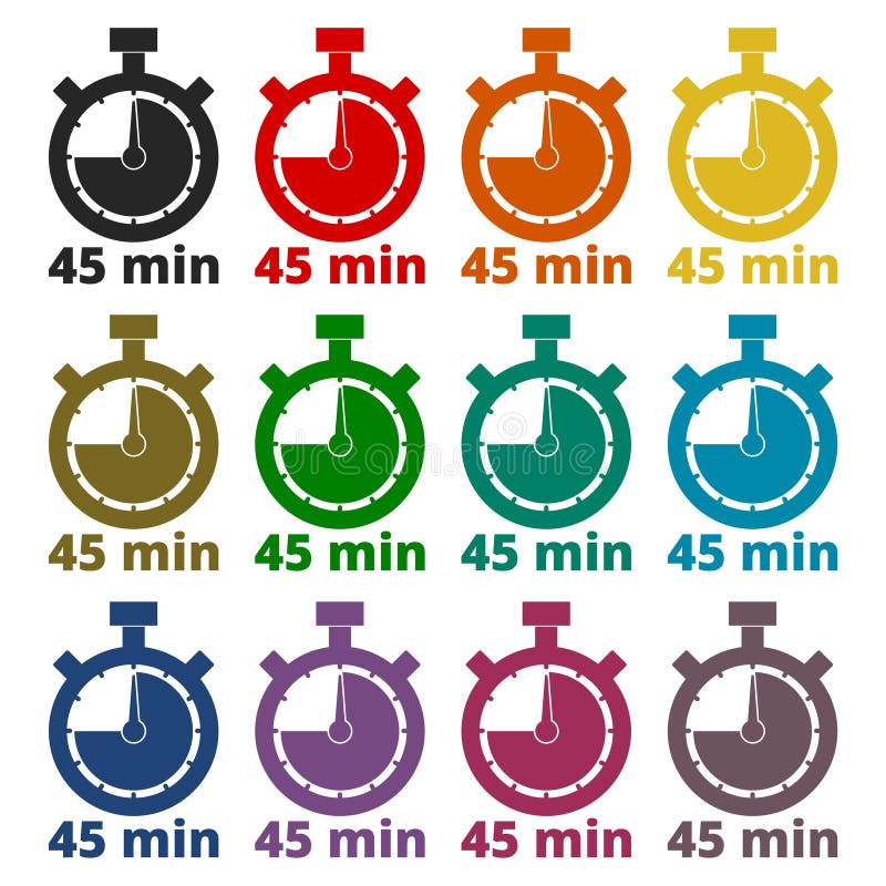 45 Minutes Stopwatch Symbol, Timer Icons Set Stock Vector ... 45 Minutes Stopwatch Symbol, Timer Icons Set Stock Vector ...
