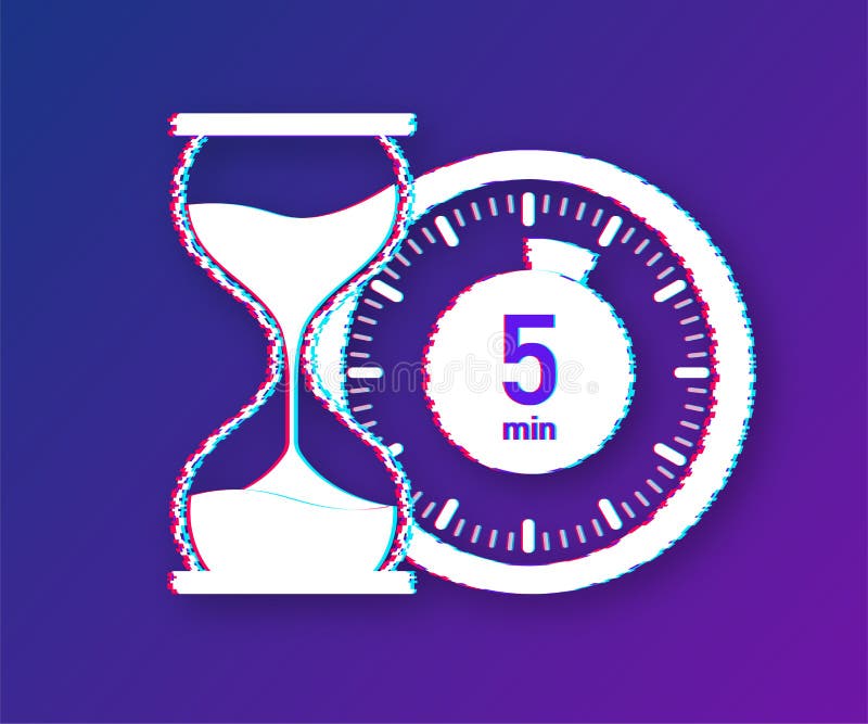 The 5 Minutes, Stopwatch Vector Glitch Icon. Stopwatch Icon in Flat ...