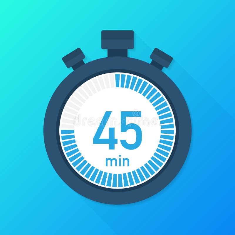 Timer Sign Icon. 45 Minutes Stopwatch Symbol. Stock Vector ...