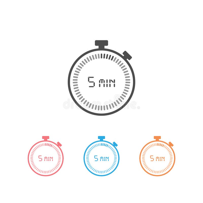 The 5 Minutes, Stopwatch Vector Icon Set, Digital Timer. Clock and ...