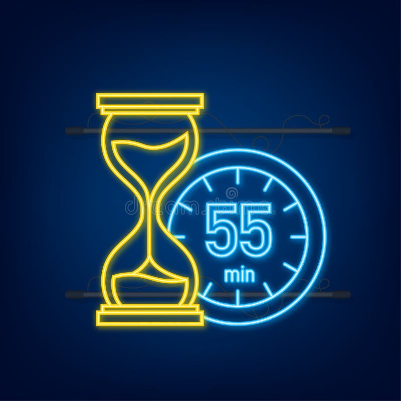 The 55 Minutes, Stopwatch Vector Neon Icon. Stopwatch Icon in Flat ...