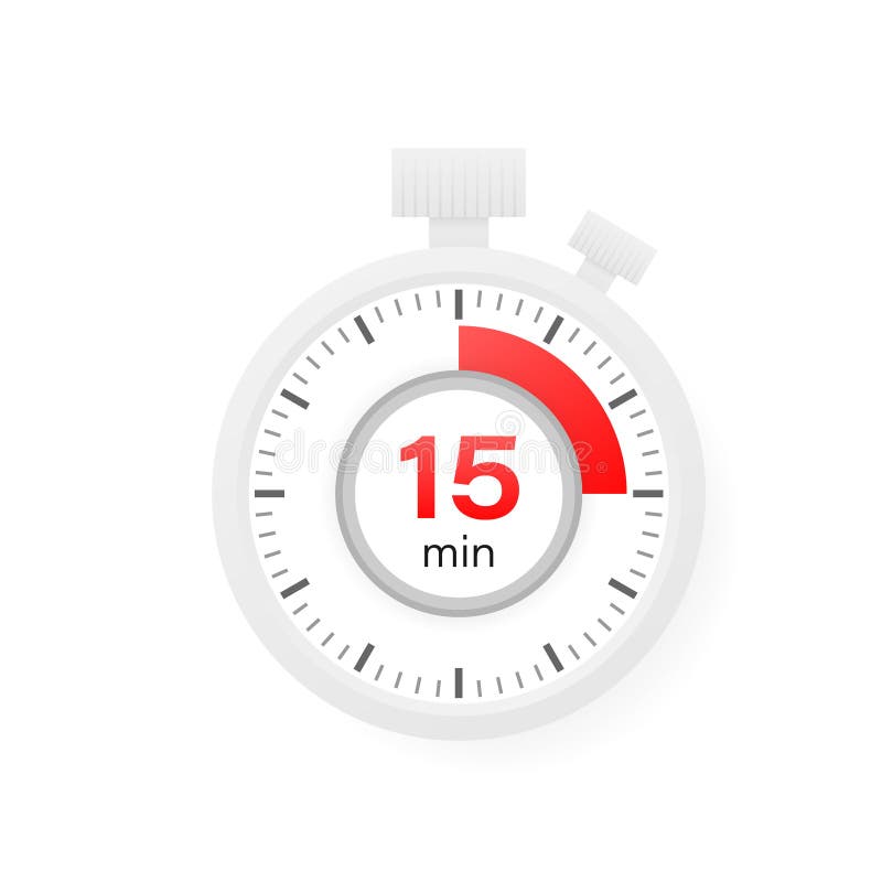 The 15 Minutes Timer. Stopwatch Icon in Flat Style Stock Vector ...