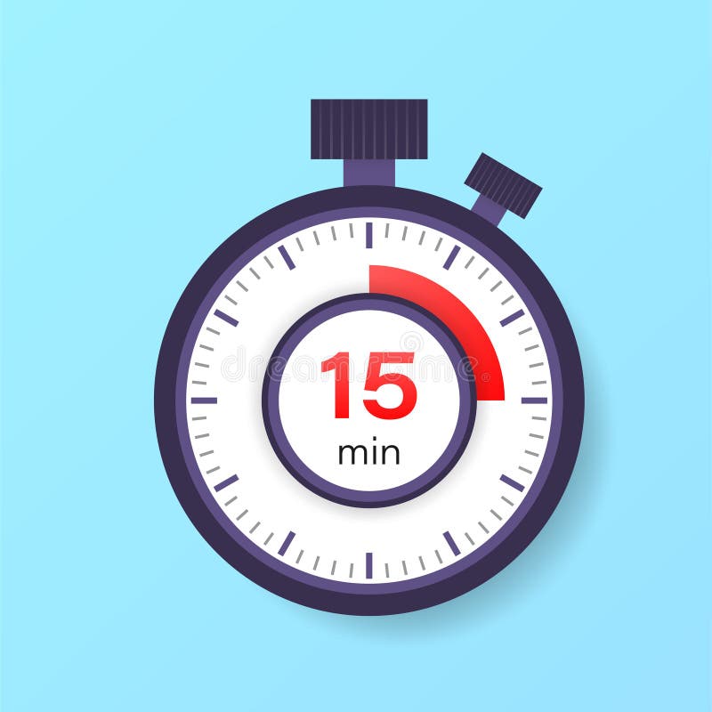 The 15 Minutes Timer. Stopwatch Icon in Flat Style. Stock Vector ...