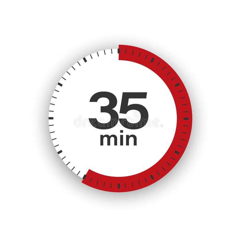 35 Minutes Timer. Stopwatch Symbol in Flat Style. Editable Isolated ...