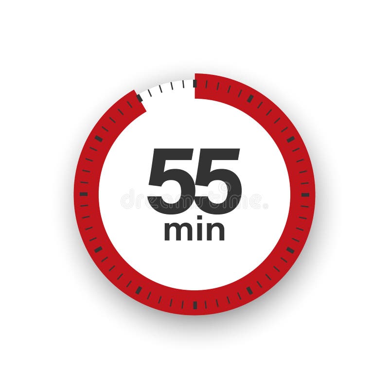 55 Minutes Timer. Stopwatch Symbol in Flat Style. Editable Isolated ...