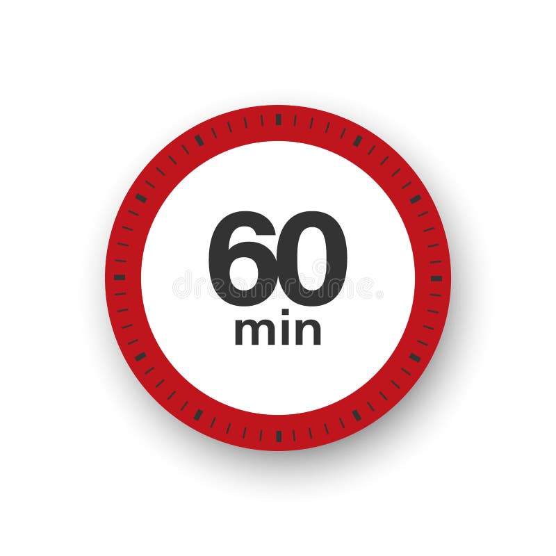 60 Minutes Timer. Stopwatch Symbol in Flat Style. Editable Isolated ...