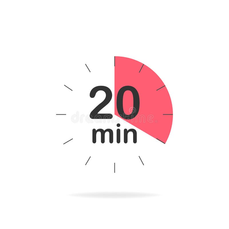 20 Minutes Timer. Stopwatch Symbol in Flat Style. Editable Isolated ...