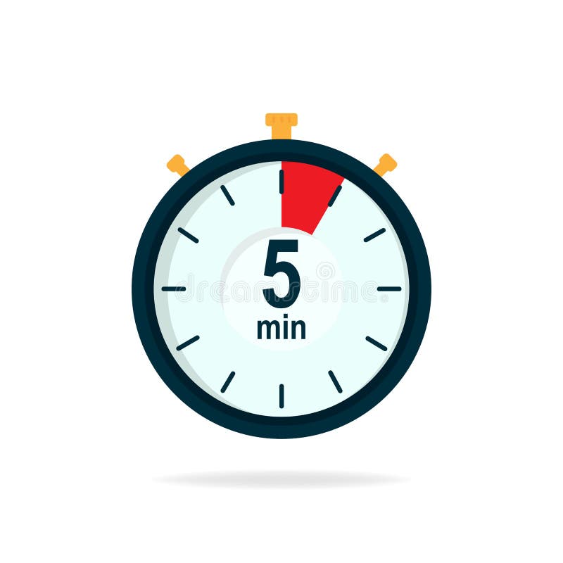 5 Minutes Timer. Stopwatch Symbol in Flat Style. Isolated Vector ...