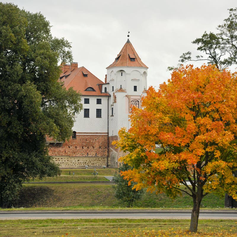 Mir Castle Complex. Autumn. Unesco World Heritage Site Stock Photo ...