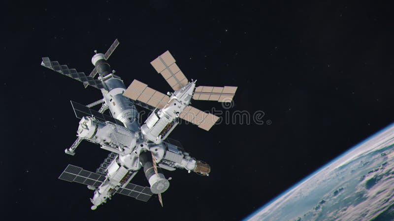 Establishing Shot of Two Large Spiral Galaxies Colliding with Each ...