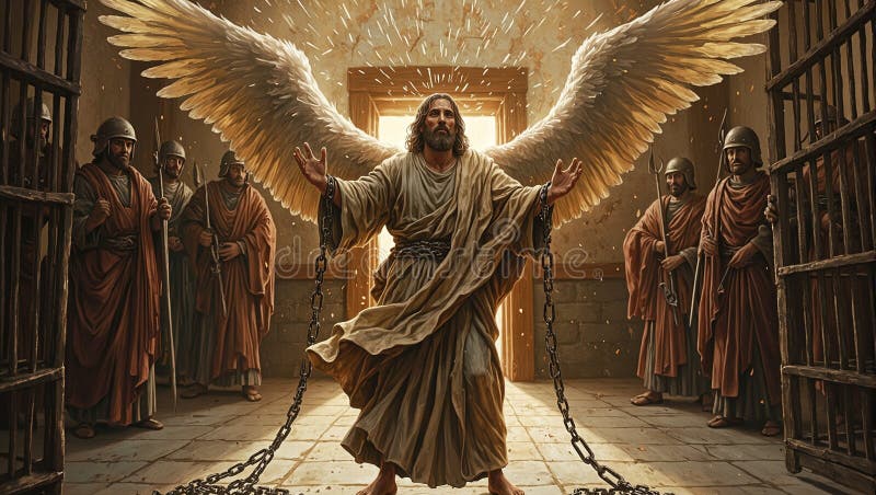 Miraculous Rescue of Apostle Peter from Prison by an Angel Stock ...