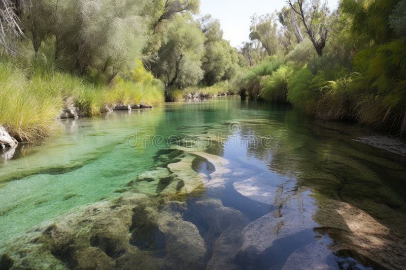A Mirage of a Flowing Stream, with Crystal-clear Water and Greenery ...