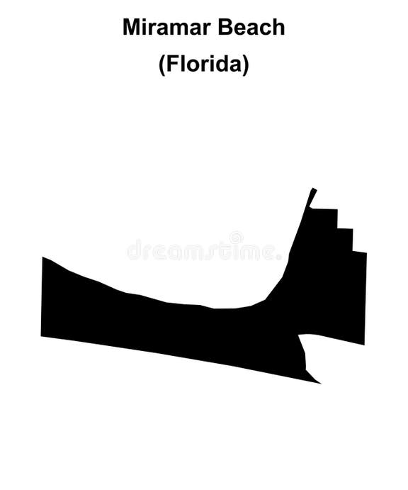 Miramar Beach outline map stock vector. Illustration of border - 386150184