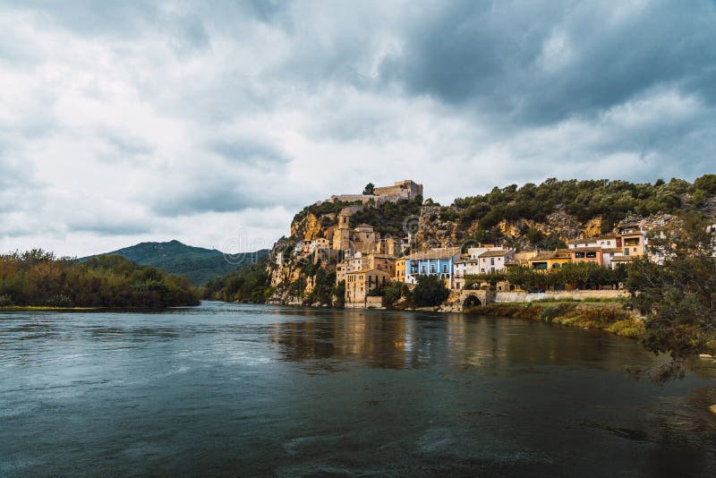 Miravet, Village Near the River on a Cloudy Day in the Nature Stock ...