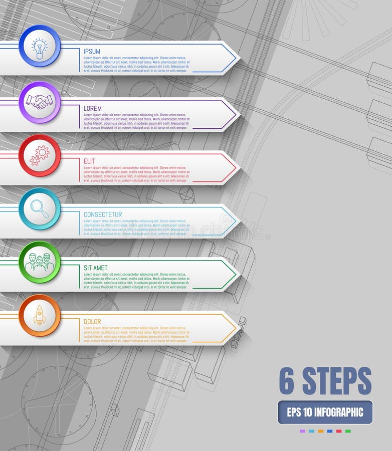Six Options or Steps Infographic. Business Thin Line Icons. Template for Your Design Works Stock ...