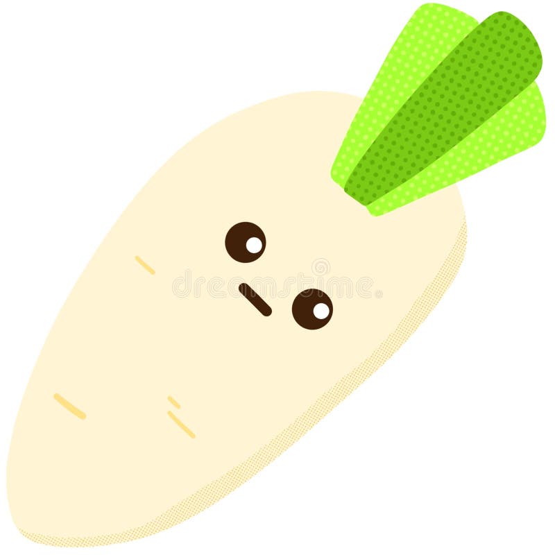 Cute White Radish Cartoon Illustration for Kids Stock Photo ...