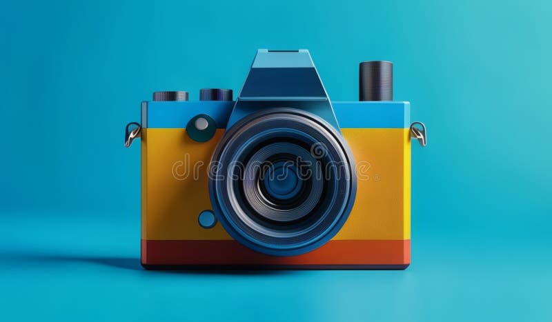 Miroles Camera Photo, Colorful DSLR with Light Blue Background Stock ...