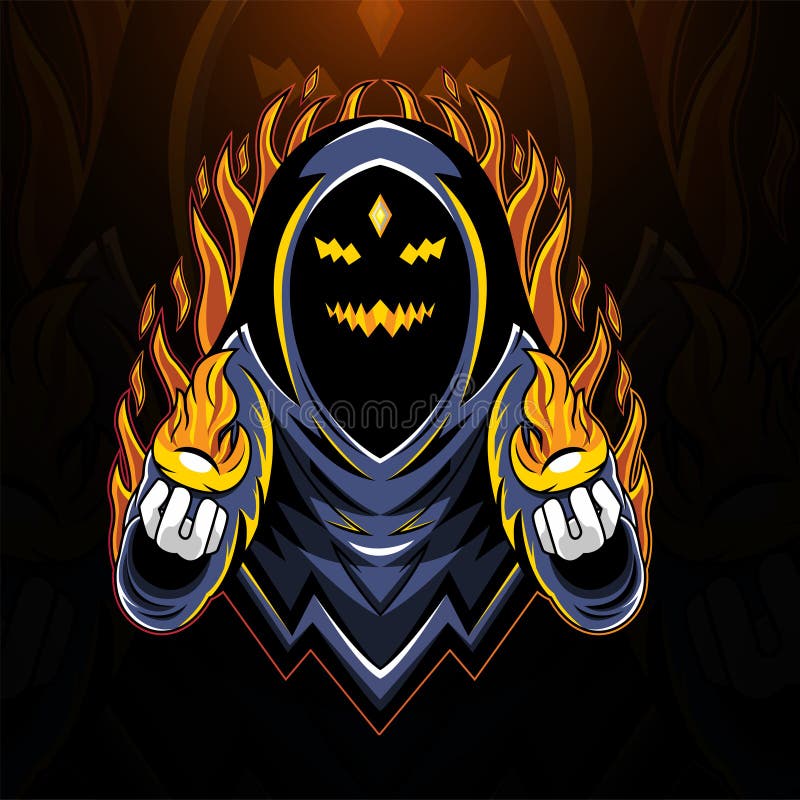 Ghost esport logo design stock vector. Illustration of fireball - 198393193