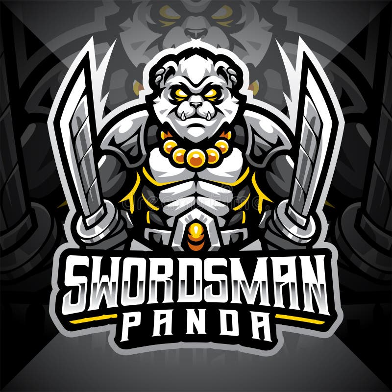 Swordsman Panda Esport Mascot Logo Design Stock Vector - Illustration ...