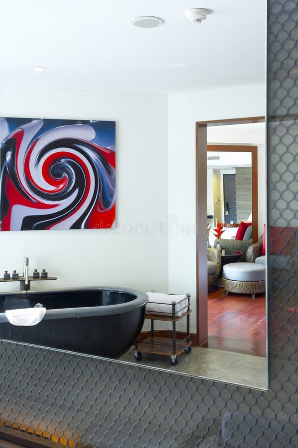 In the mirror stock image. Image of comfortable, bathroom - 5371377