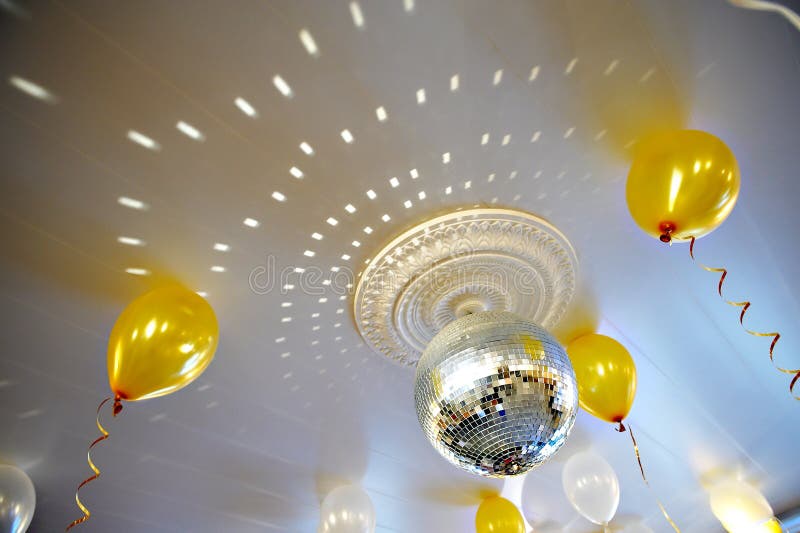 Mirror Ball on the Ceiling Wedding Banquet Hall Stock Image - Image of ...
