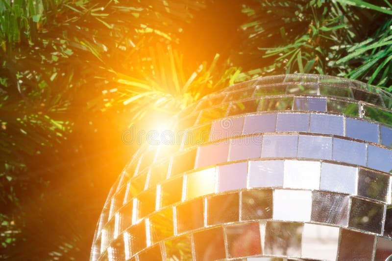 Mirror Ball on Christmas Tree with Sparkle Reflection Stock Photo ...