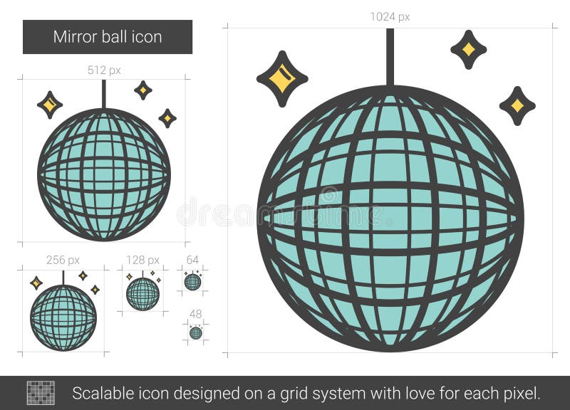 Mirror ball line icon. stock vector. Illustration of decoration - 95108347