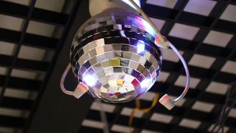 Mirror Ball Rotates and Shimmers on the Ceiling, Disco Ball Stock Video ...