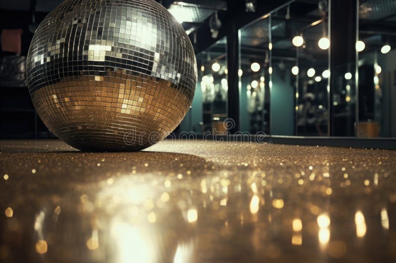 A Mirror Ball Spinning in a Dance Studio Stock Illustration ...