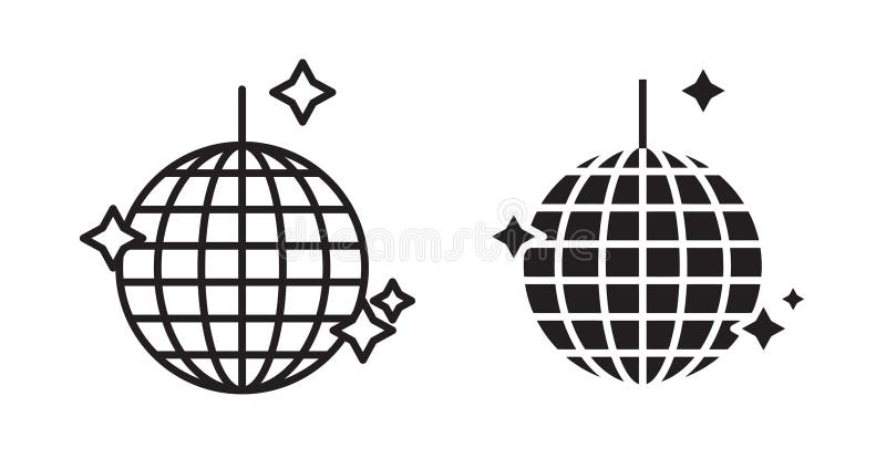 Mirror Ball Thin Line Vector Icon Set Stock Illustration - Illustration ...