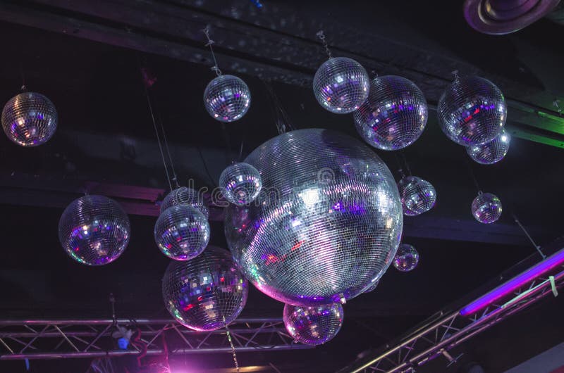 Mirror balls in a club stock image. Image of partylight - 80041245