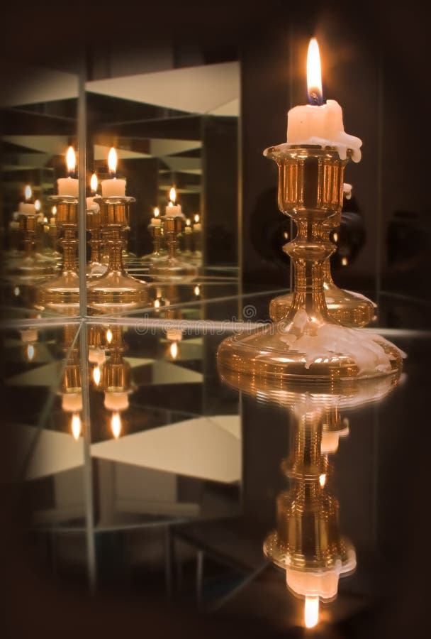 Mirror candles stock image. Image of fire, xmas, merry - 1448543