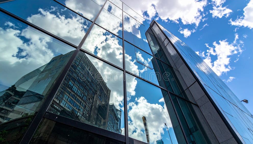 Mirror City Windows Reflections Sky Stock Photo - Image of plate ...