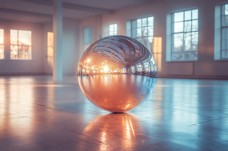 Mirror Disco Ball Lies on the Floor in an Empty Dance Studio. Dance ...