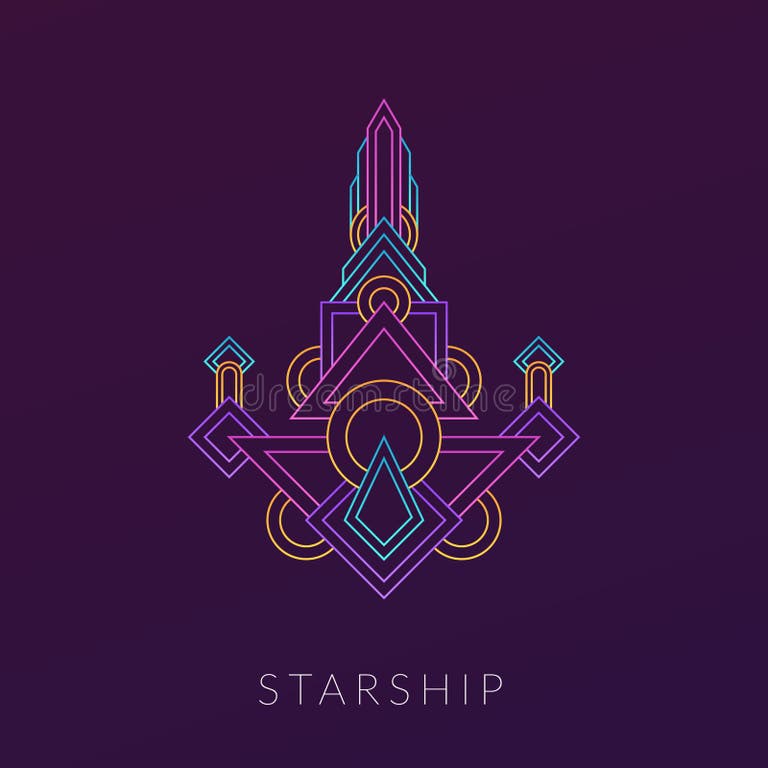Neon starship symbol stock vector. Illustration of neon - 155700580