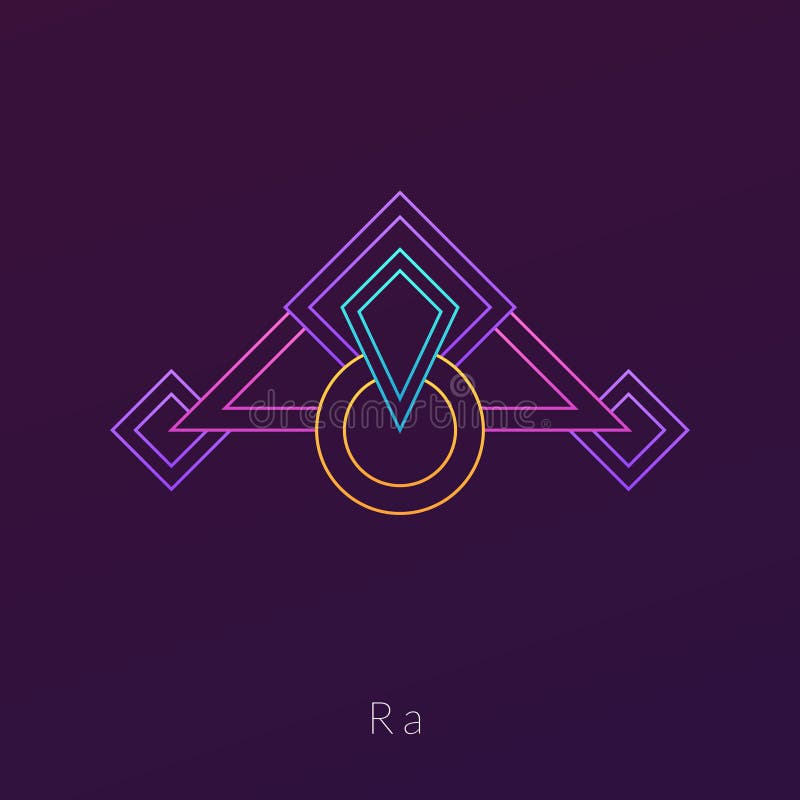 Outline Abstract Ancient Egyptian Deity of the Sun Ra Symbol Made Out ...