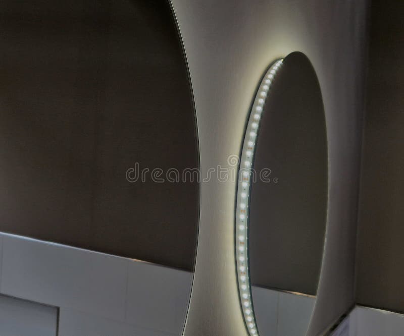 Mirror without Edges with LED Strip Lighting Around the Perimeter ...