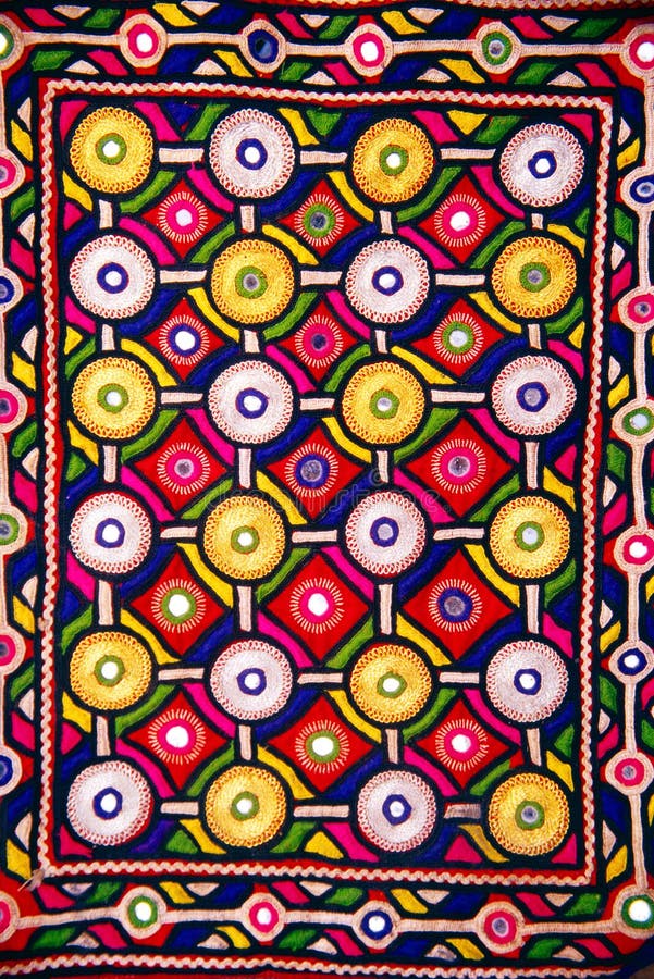 Indian Mirror Embroidery Kutch Gujarat India Stock Illustration ...
