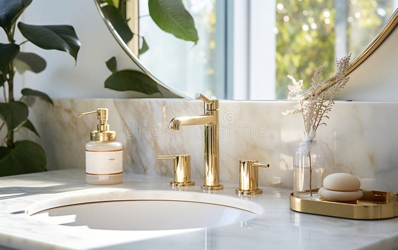 Mirror Faucet Sink. Generative AI Stock Illustration - Illustration of ...