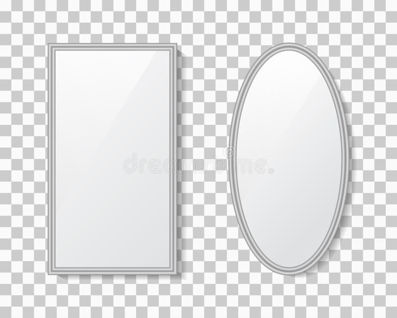 Mirror with Frame. Surface of Glass with Reflection. Mockup of Round ...