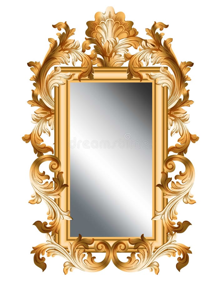 Mirror Golden Frame Vector Realistic 3d Volume Design Stock Vector ...