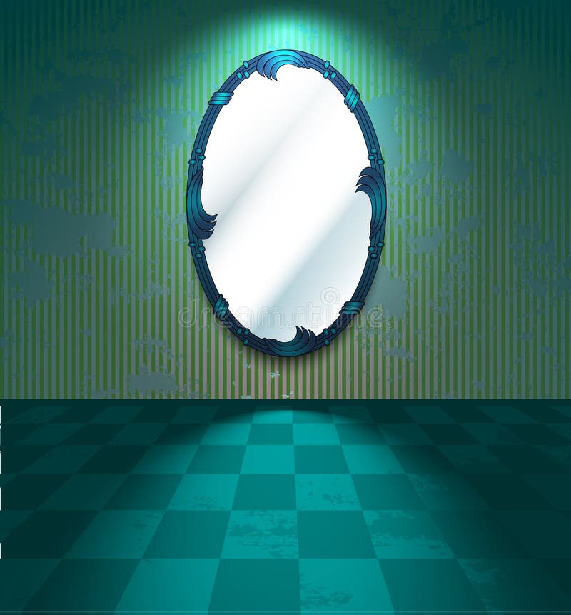 Mirror in a green room stock vector. Illustration of cracks - 21890876