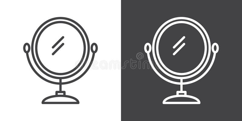 Mirror Icon Flat Vector Set Outline Stock Vector - Illustration of ...