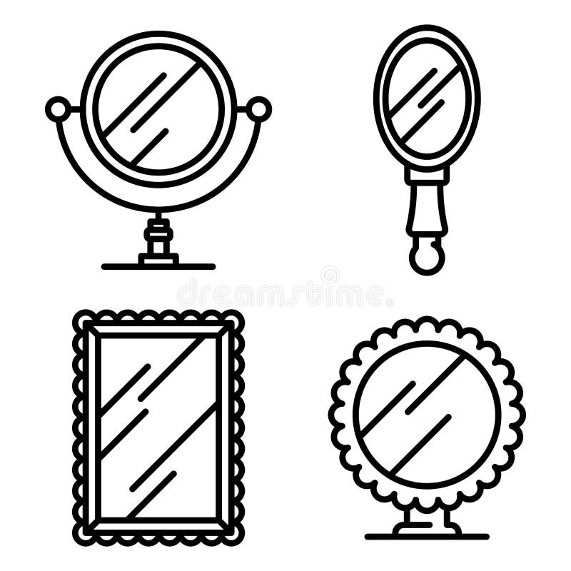 Mirror Icons Set, Outline Style Stock Vector - Illustration of look ... Mirror Icons Set, Outline Style Stock Vector - Illustration of look ...
