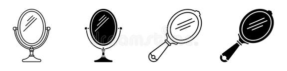 Mirror Icons Versions Set in Black Flat and Line Style Stock Vector ...