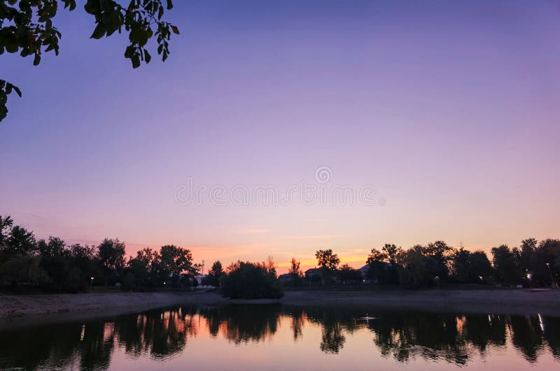 Mirror Lake on the Dramati Sunset Stock Photo - Image of mirror, lake ...