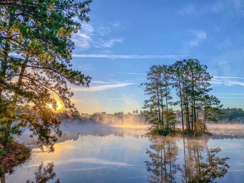 Mirror Lake Reflection in Fall with Trees and Clouds Stock Image ...