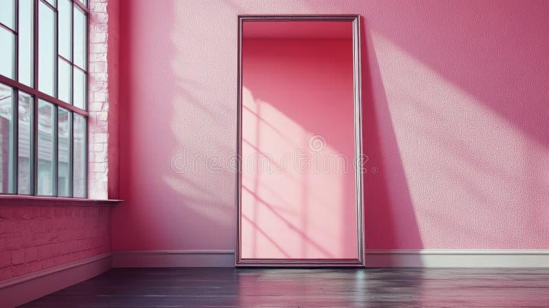 Mirror Leaning Against Pink Wall Bright Room Stock Photos - Free ...