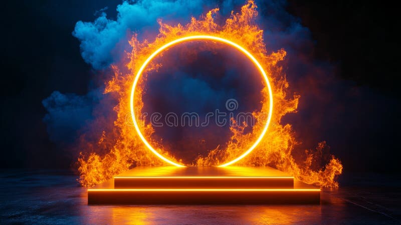 A Mirror-like Surface, Illuminated Columns, and Vivid Hues Stock Image ...